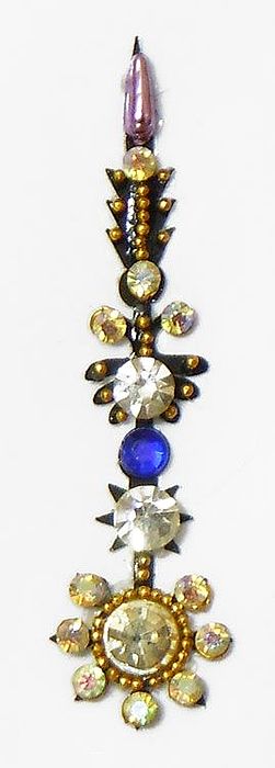 White with Blue Stone Studded Long Bindi