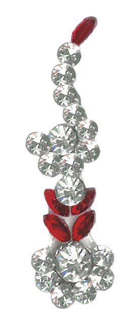 Single Red and White Stone Bindi - Length - 1 inch