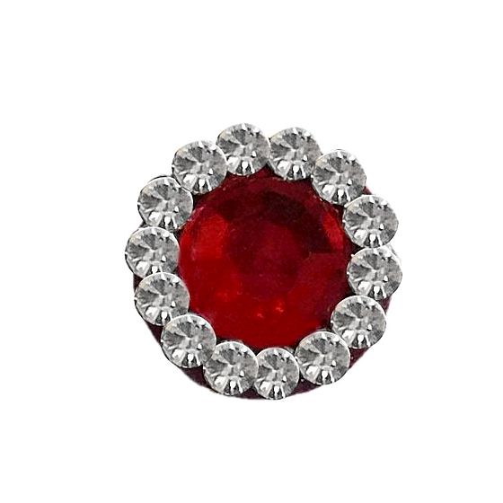 Red with White Stone Studded Round Bindi
