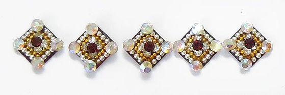 Maroon and White Stone Studded Square Bindis
