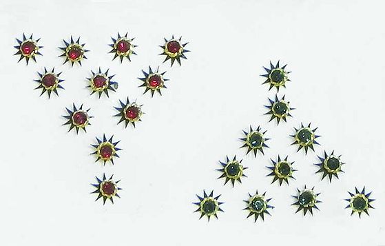 Maroon and Green Stone Studded Star Bindis