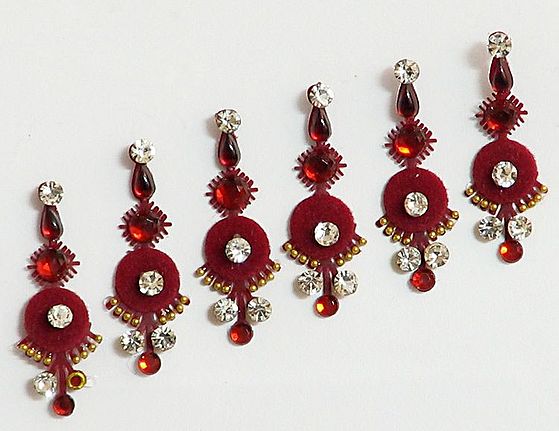 Stone Setting Long Maroon Bindi