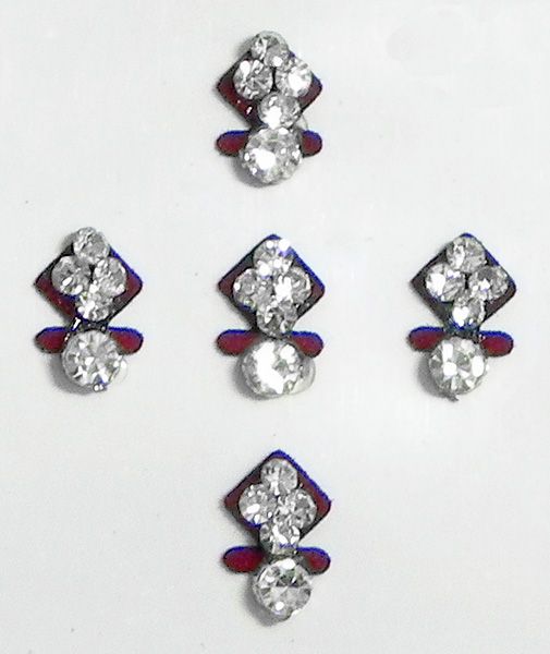 White Stone Studded Sticker Bindis 5 Pieces - 0.2 inch each