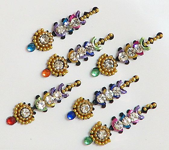 Stone Studded Long Multicolor Bindis