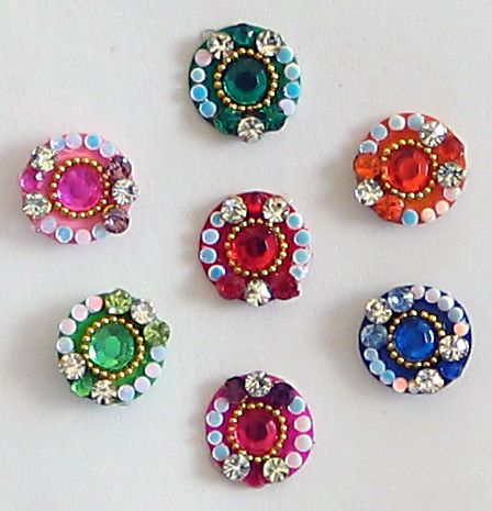 Wild Flowers - Colorful Crystal Round Bindis