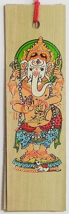 Lord Ganesha (Bookmark) - Patachitra on Palm Leaf