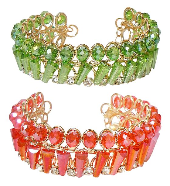 Acrylic Crystal Bead Cuff Bracelet