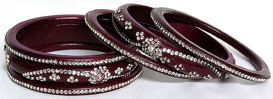 Dark Maroon Bangles with Stones