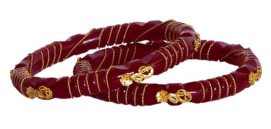 Pair of Gold Plated Red Pola