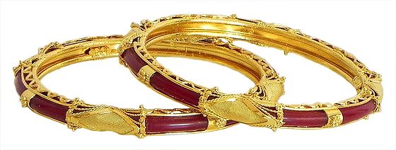 Gold Plated Red Bangles