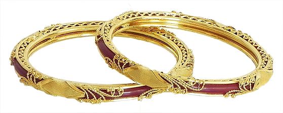 Gold Plated Red Bangles