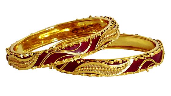 Pair of Gold Plated Red Pola