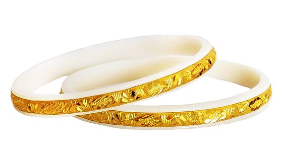 Pair of Gold Plated White Shankha