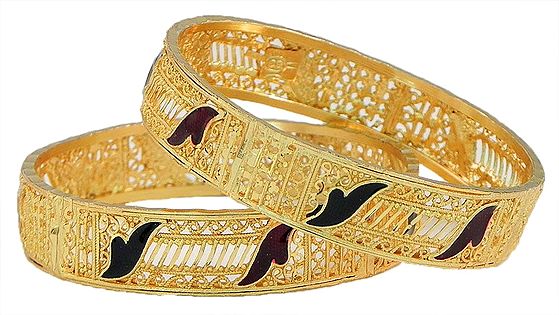 Lacquered Gold Plated Metal Bangles