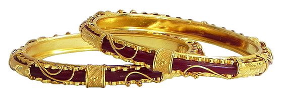 Pair of Gold Plated Red Pola