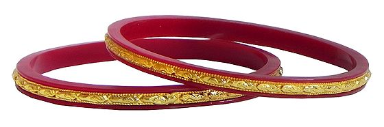 Pair of Gold Plated Red Pola