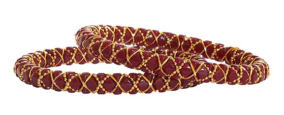 Traditional Gold Plated Red Bangles