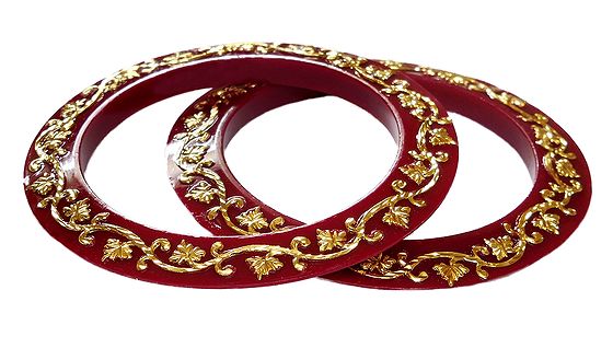 Gold Plated Red Bangles
