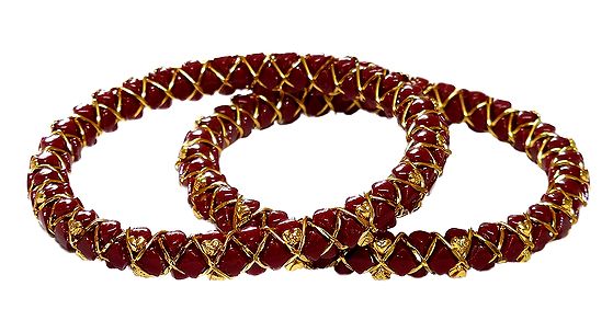 Gold Plated Red Bangles