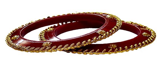 Gold Plated Red Bangles
