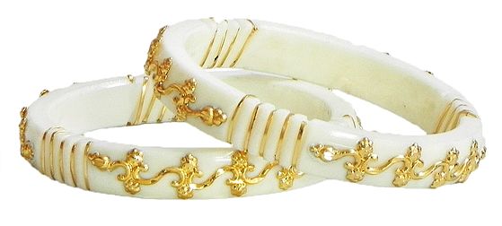 Pair of Gold Plated White Bangles