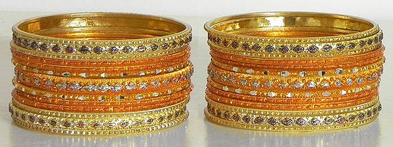 Yellow and Golden Glitter Churi