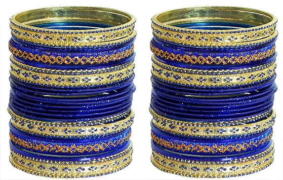 Two Sets of Dark Blue Glitter Churi