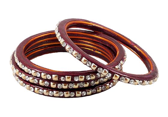 Stone Studded Maroon Lac Bangles