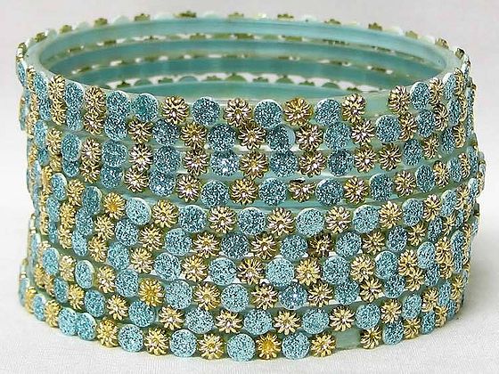Light Blue Glitter Bangles
