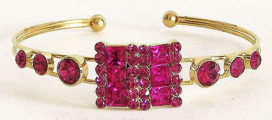 Magenta Stone Studded Cuff Bracelet
