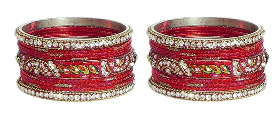 Buy Online Red Metal Bangles