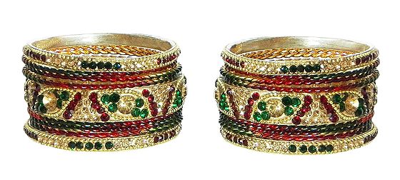Stone Studded Metal Bangles