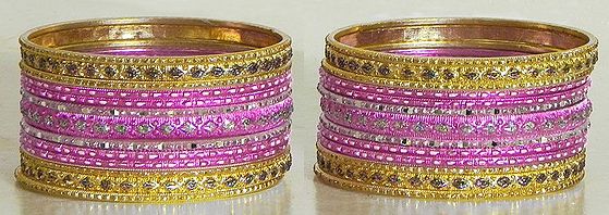 Pink and Golden Glitter Churi