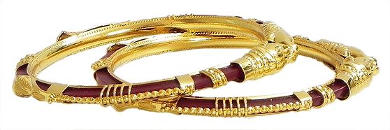 Gold Plated Red Bangles