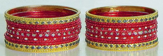 Red and Golden Glitter Churi