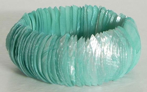 Cyan Color Shell Stretch Bracelet