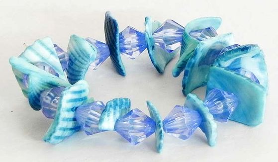 Cyan Blue Shell Stretch Bracelet