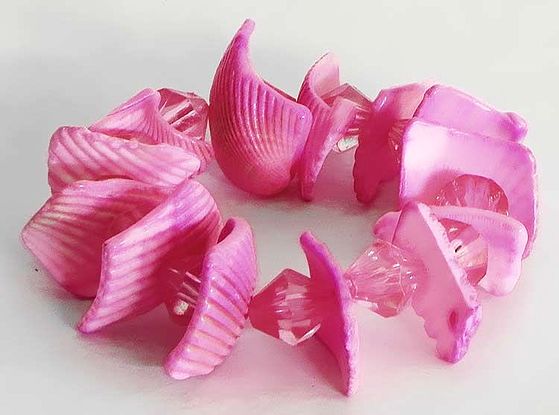 Dark Pink Shell Stretch Bracelet