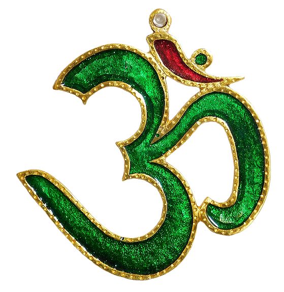 Green Lacquered on Brass Om