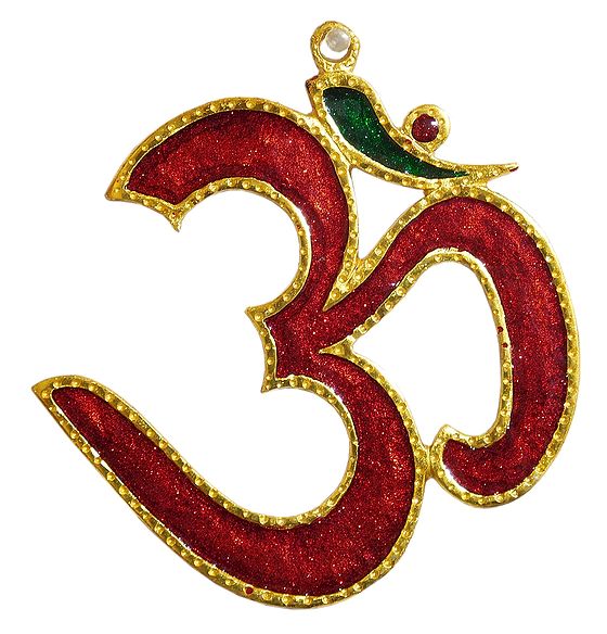 Red Lacquered on Brass Om