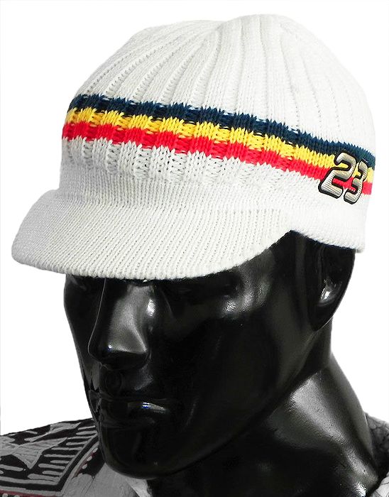 Hand Knitted White Woolen Gents Baseball Cap