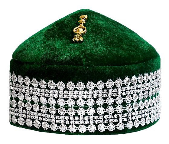 Green Velvet Muslim Kufi Topi