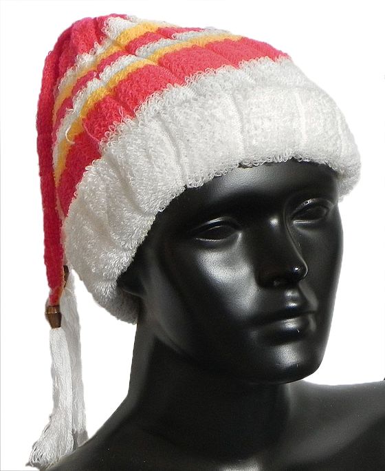 White, Red and Yellow Striped Ladies Woollen Cap