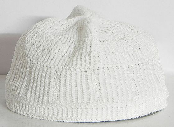 White Knitted Muslim Prayer Cap