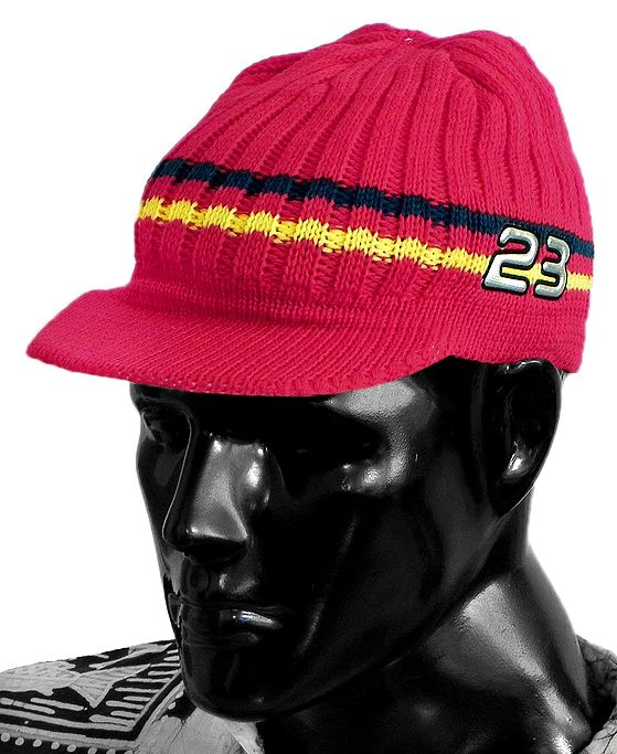 Hand Knitted Red Woolen Gents Baseball Cap