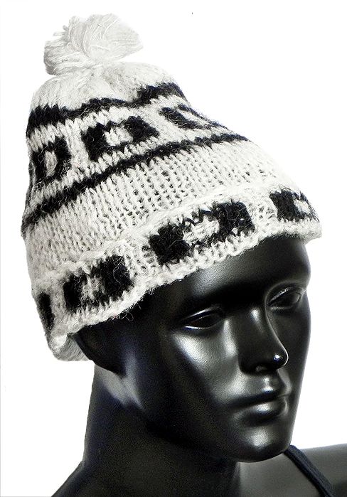 Hand Knitted White Unisex Woolen Cap - Free Size