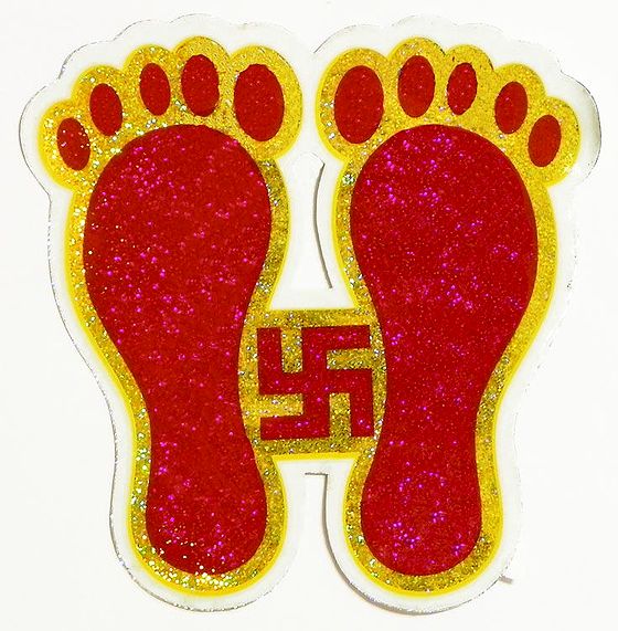 Sticker Foot Print of Goddess Lakshmi with Swastika (Auspicious Hindu ...
