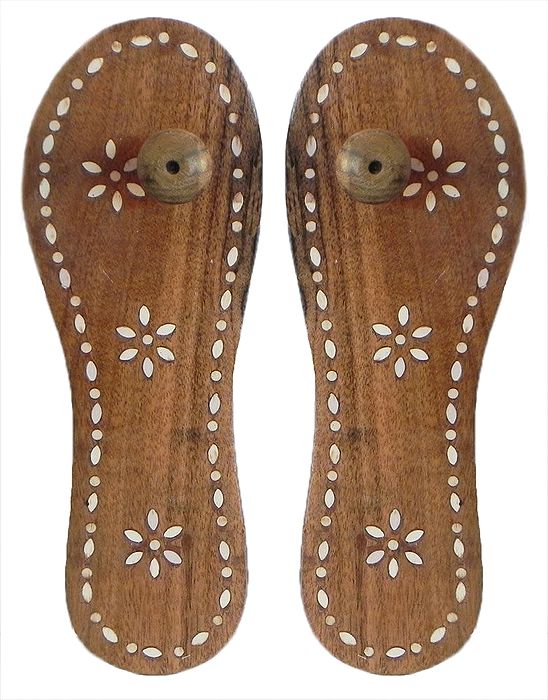 Wood Carved Paduka with Inlay Work