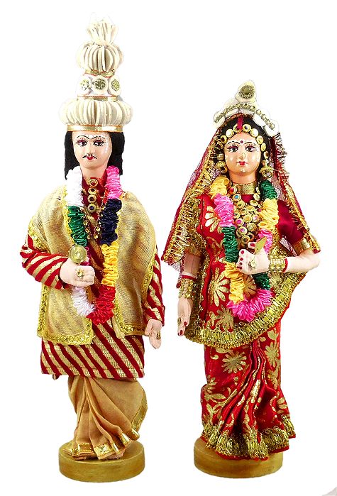 Bengali Bride and Bridegroom - Set of of 2 Cloth Dolls