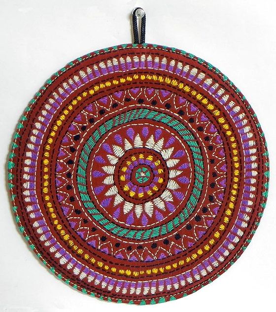 Decorative Cloth Embroidered Round Wall Hanging